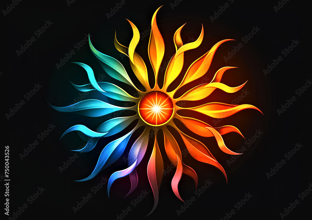 The sun was shining, pagan symbol. Universal Sun Symbol in ...