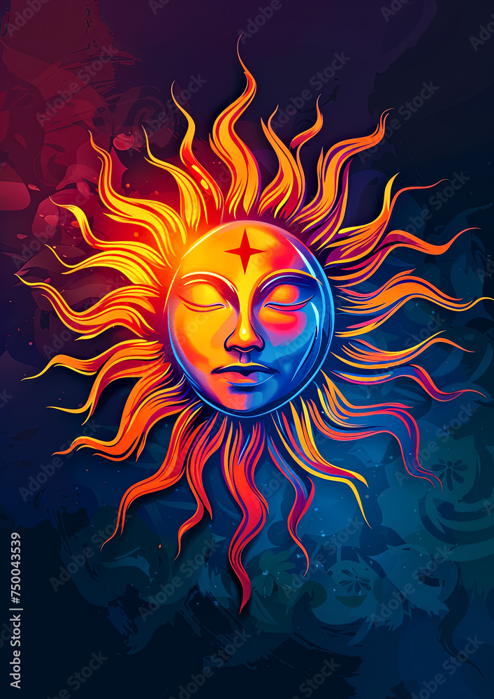 The sun was shining, pagan symbol. Universal Sun Symbol in ...