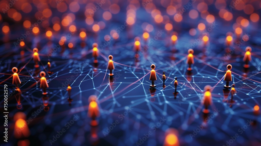 Business network connections, data analysis, social media marketing ...