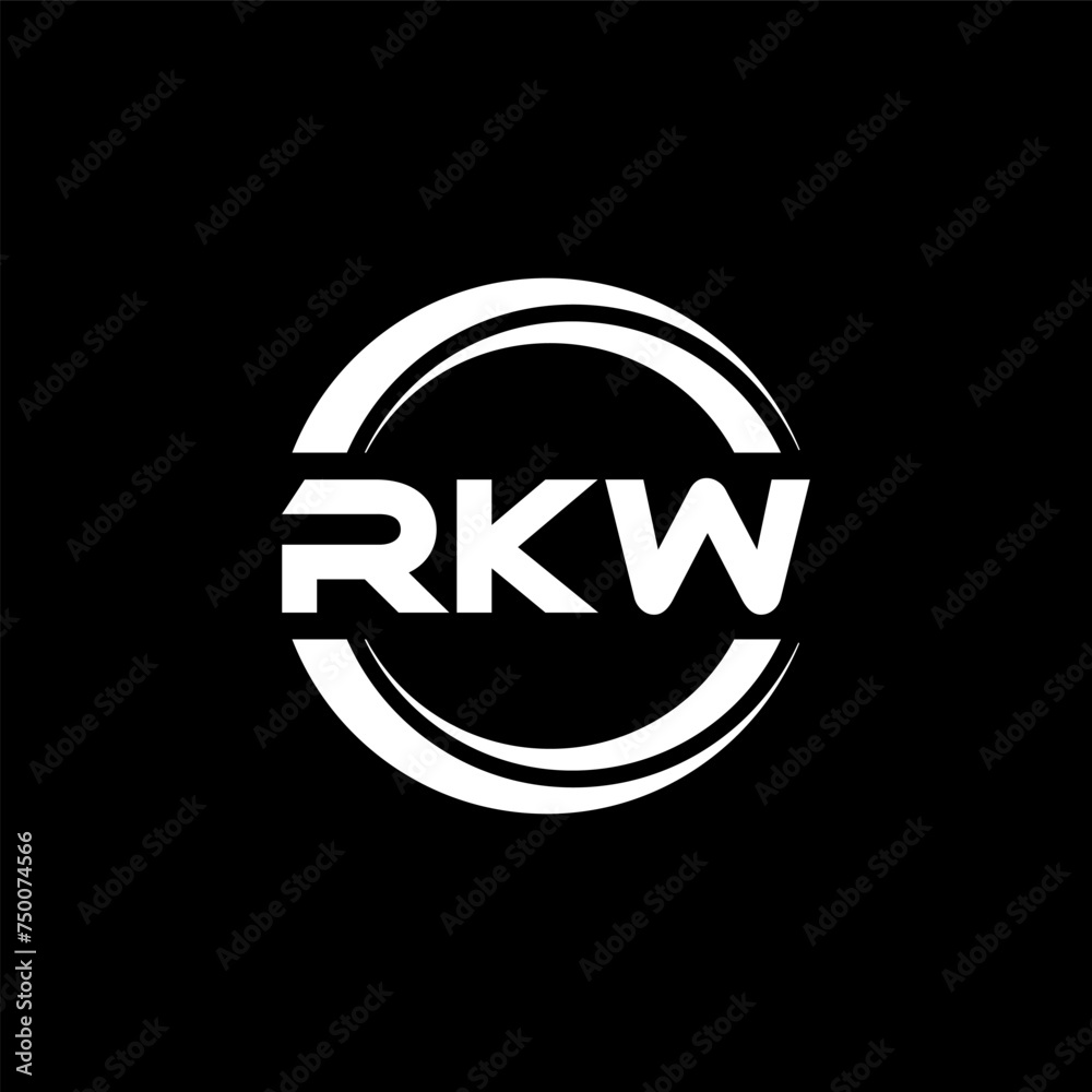 RKW letter logo design with black background in illustrator, vector ...