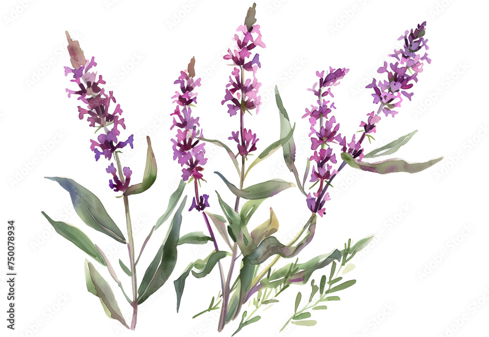 Vervain watercolor illustration isolated on transparent background. PNG ...
