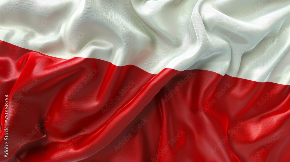 Photo Stock Vibrant red and white satin fabric representing the Polish ...