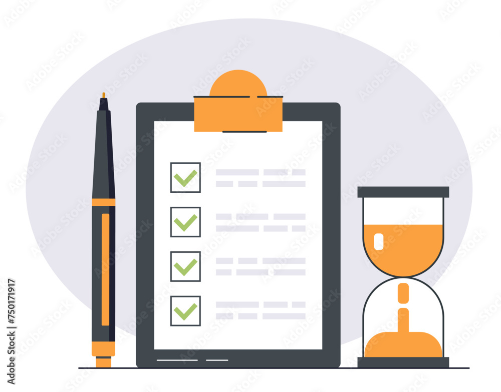 Check list survey plan questionnaire task concept. Vector cartoon ...