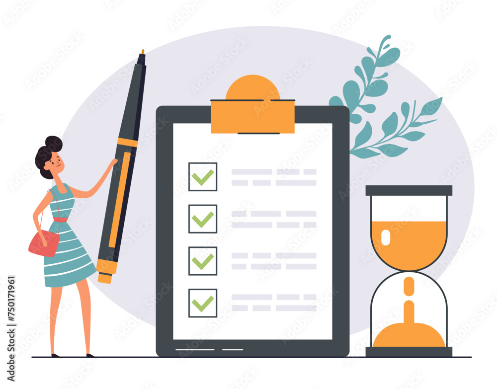 Check list survey plan questionnaire task concept. Vector cartoon ...