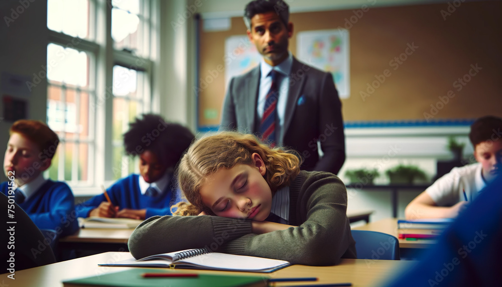 Child sleeping in the classroom at school ,Students who often fall ...