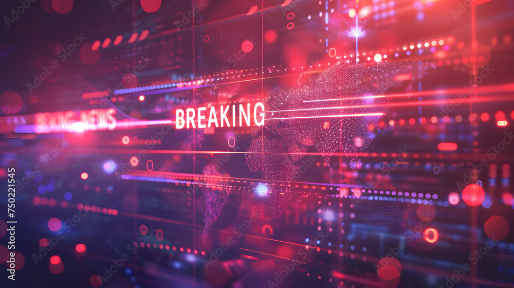 Breaking news broadcast vector futuristic background with world map ...