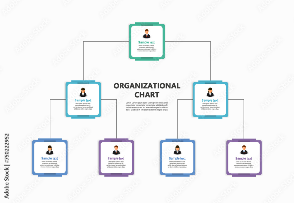 Corporate organizational chart with business avatar icons. Business ...