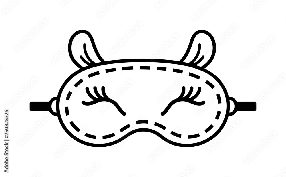 Sleep mask vector icon. Cute fabric accessory with closed eyes ...