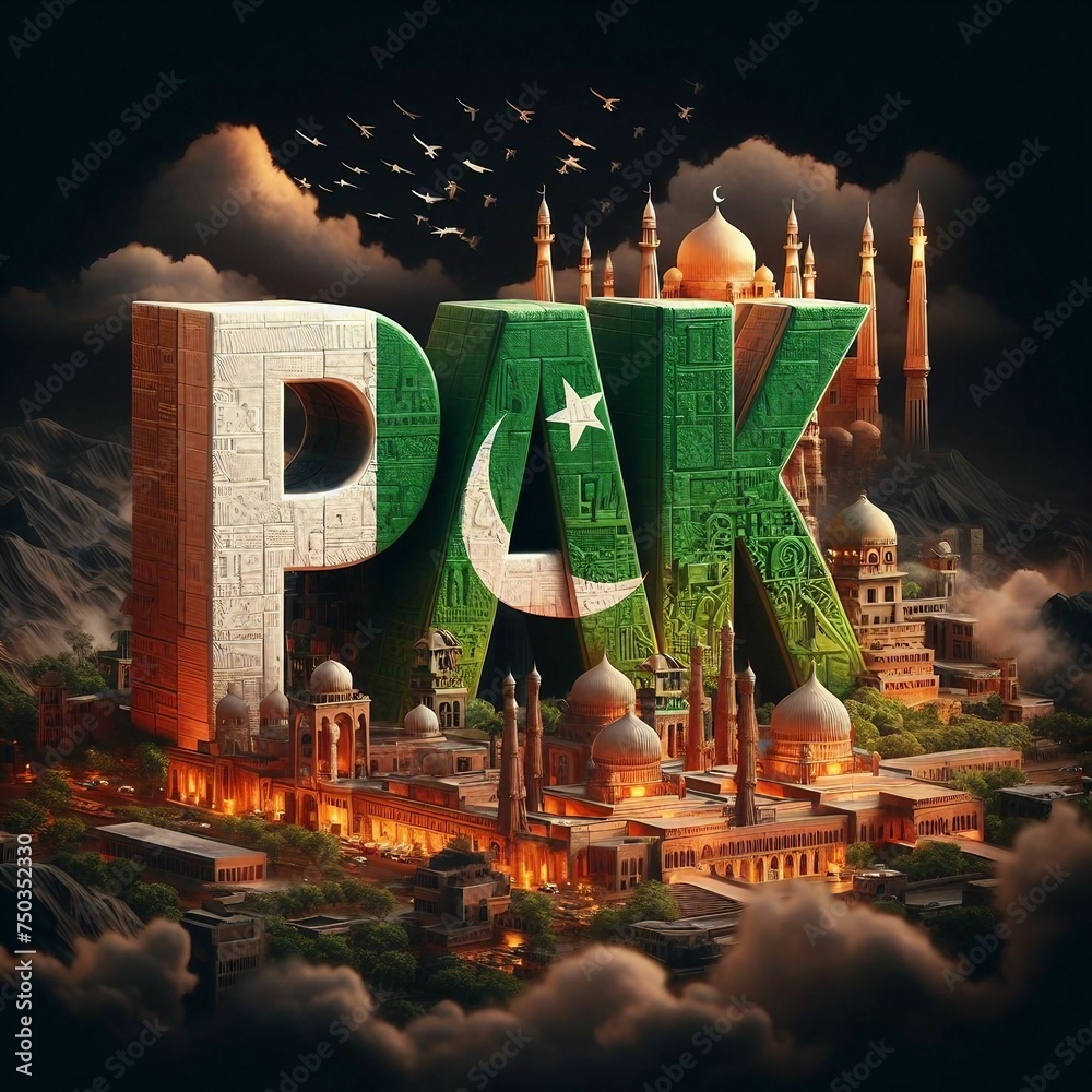 Pakistani cultural diversity - iconic architecture, flag, and logo ...