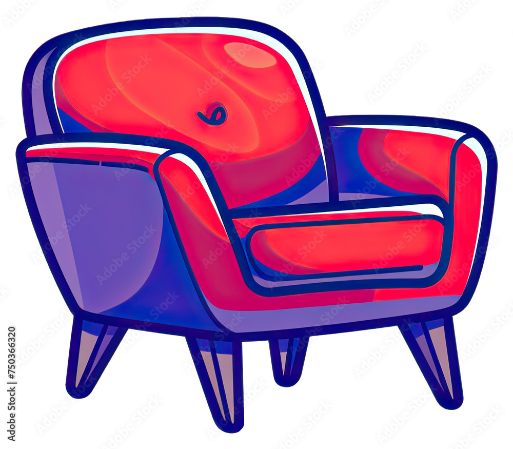 Comfortable Armchair - Flat Logo Vector Cartoon Illustration. Isolated ...