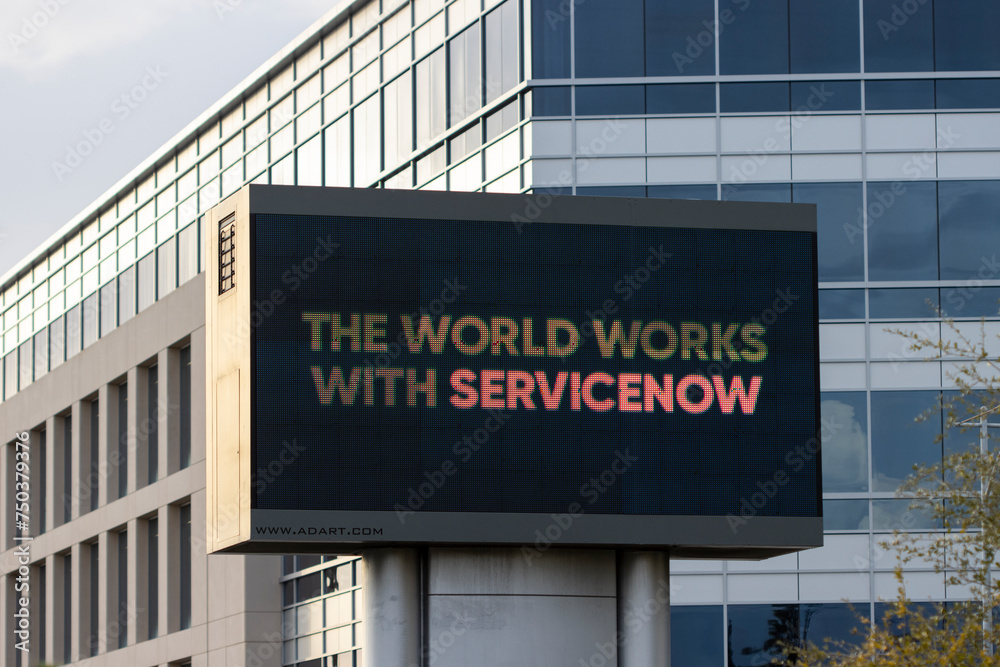 Santa Clara, CA, USA - Feb 21, 2024: Advertising for ServiceNow's ...