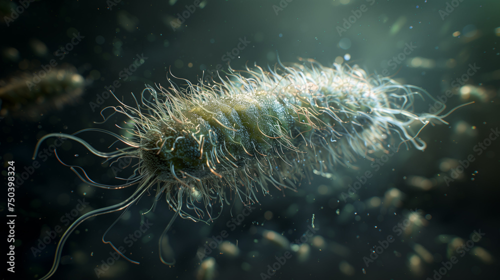 Escherichia coli . Microscopic view of singel bacteria cell . Stock ...
