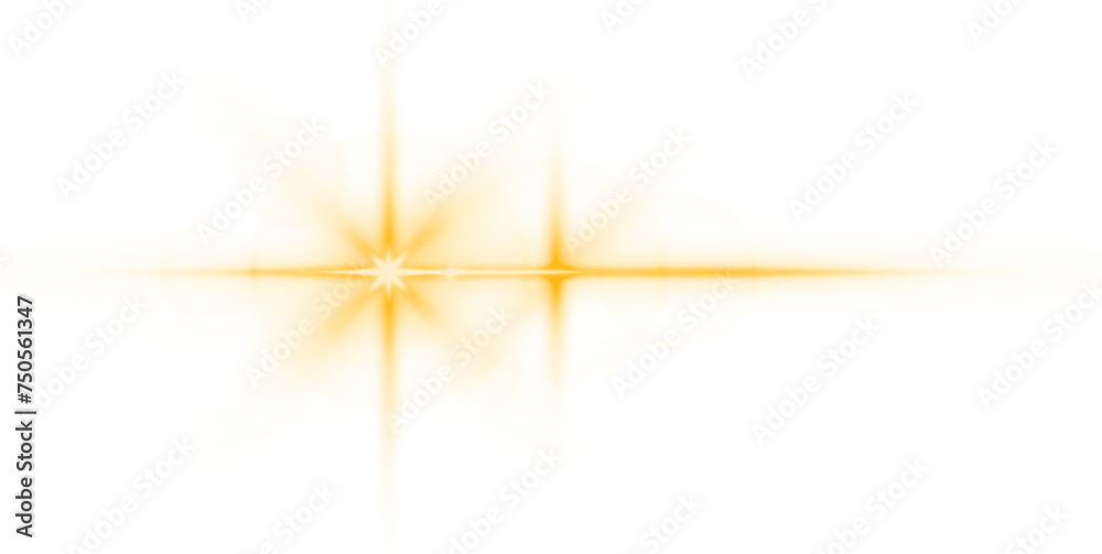 Gold lens flares set.Isolated on transparent background. Sun flash with ...