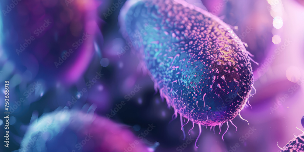 Abstract Microscopic Amoebas in Vivid Colors. Close-up 3D rendering of ...