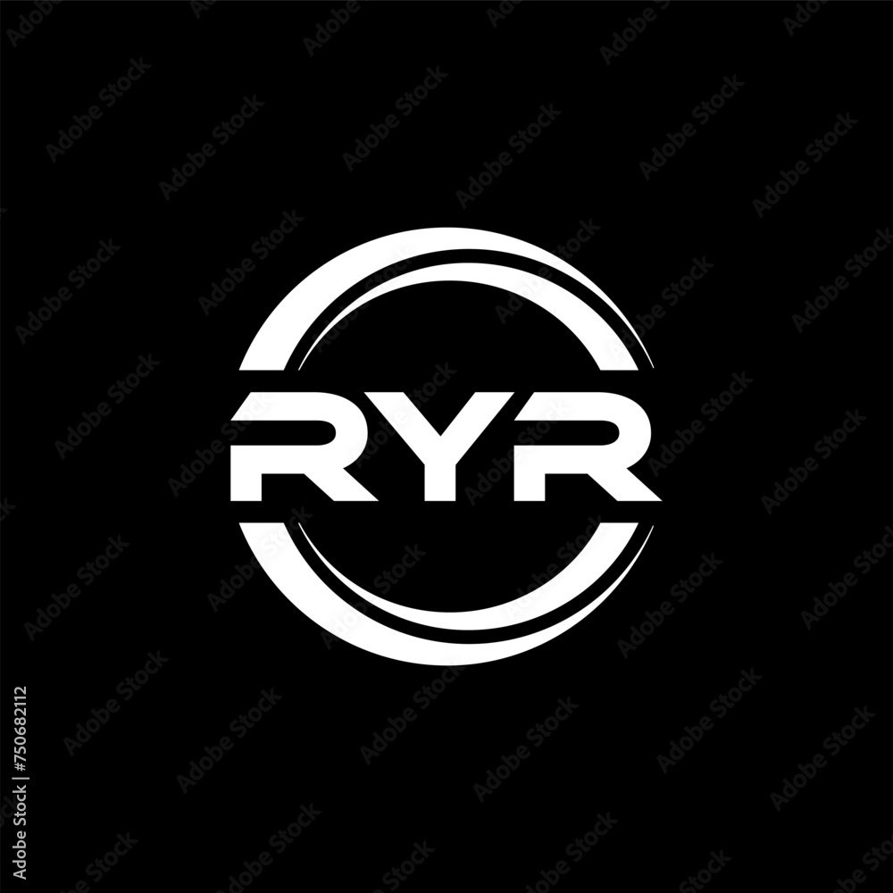 RYR letter logo design with black background in illustrator, vector ...