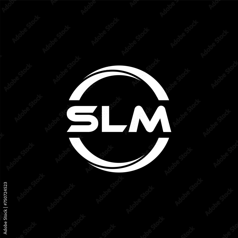SLM letter logo design with black background in illustrator, cube logo ...