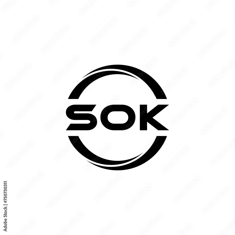 SOK letter logo design with white background in illustrator, cube logo ...