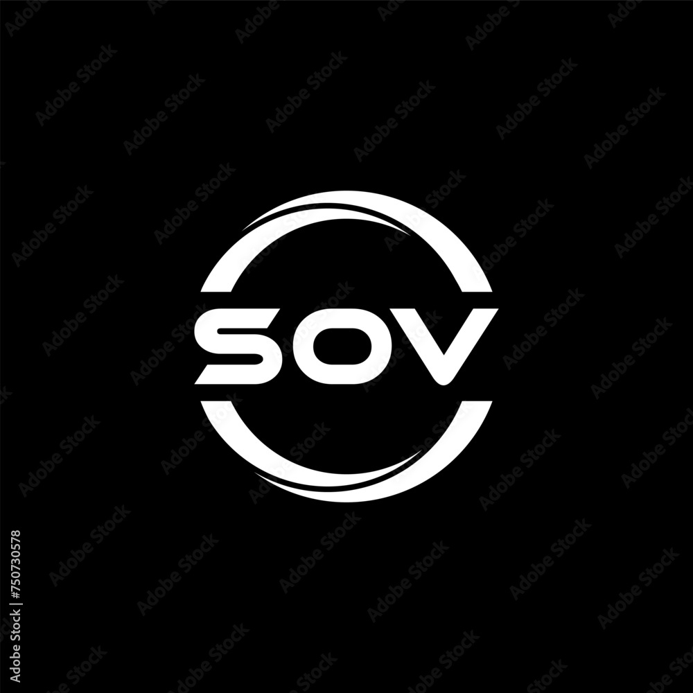 SOV letter logo design with black background in illustrator, cube logo ...