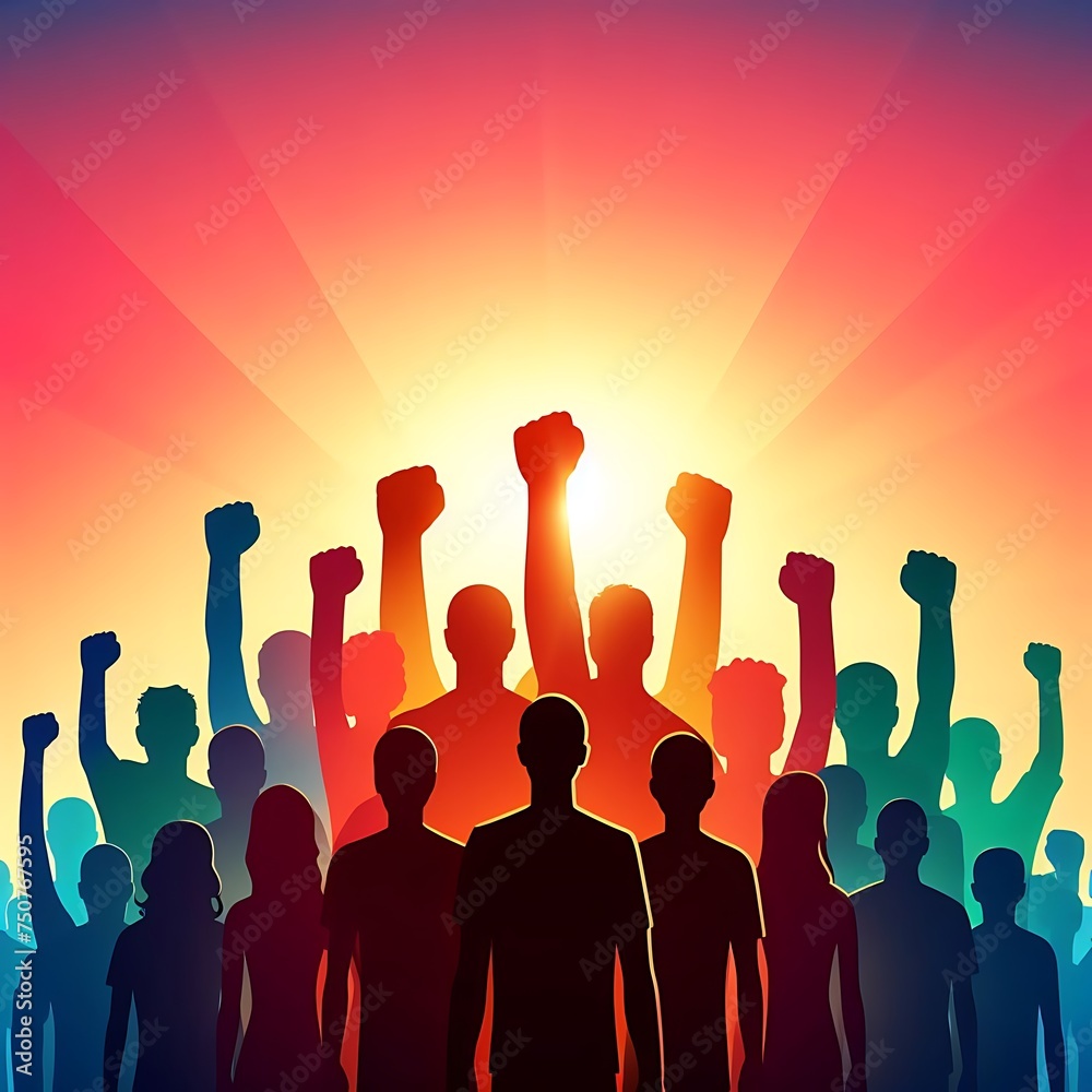 Power in Unity_ A group of multi-colored, closely-spaced silhouettes ...