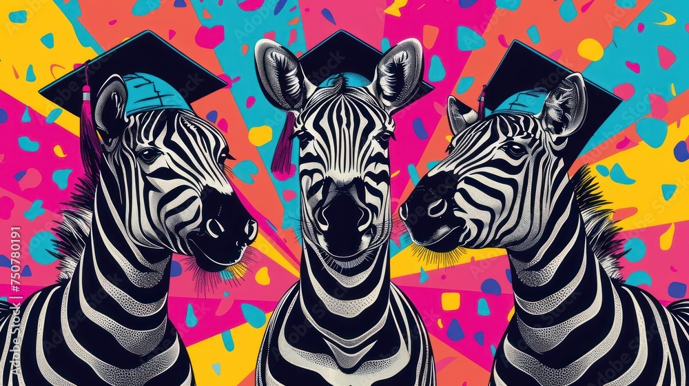 Zebras in Pop Art. High School Graduation Celebration with a Wild Twist ...