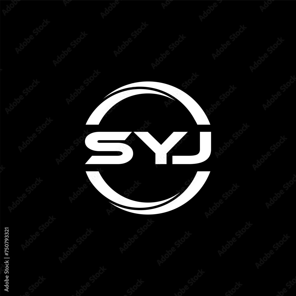 SYJ letter logo design with black background in illustrator, cube logo ...