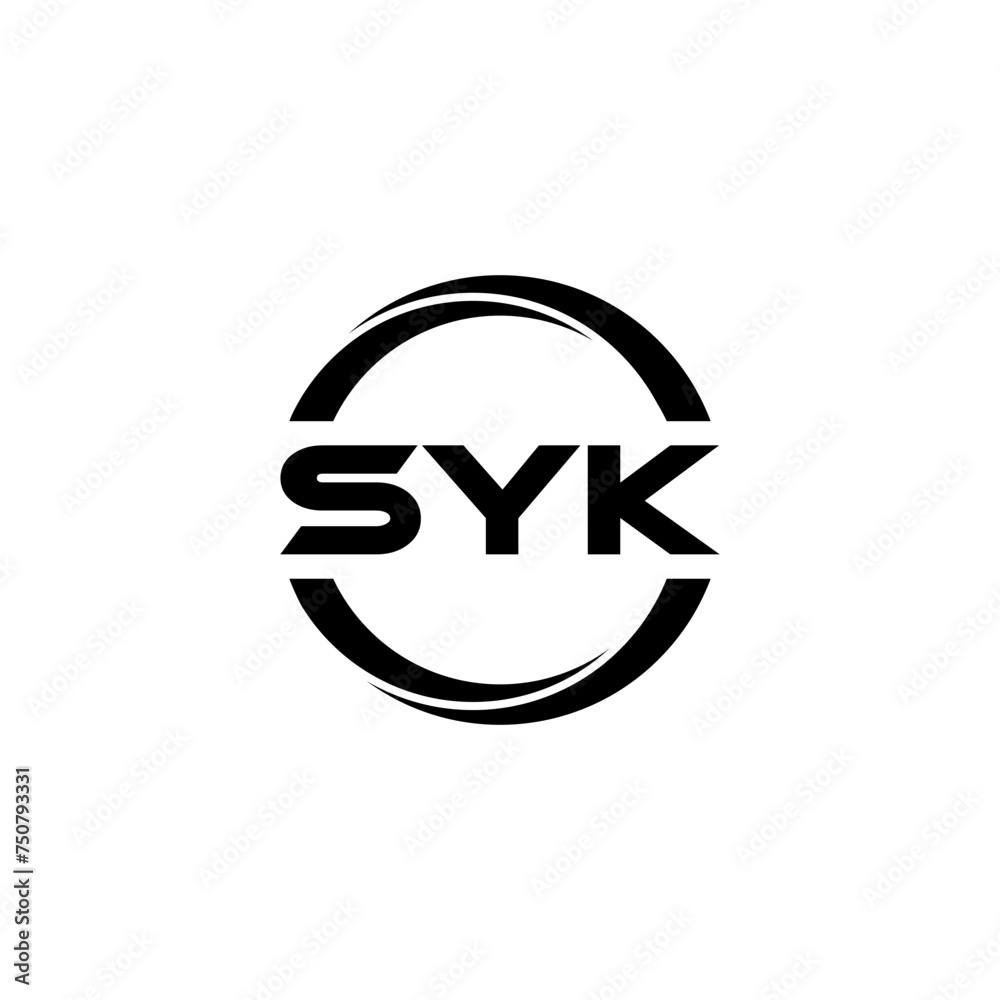 SYK letter logo design with white background in illustrator, cube logo ...