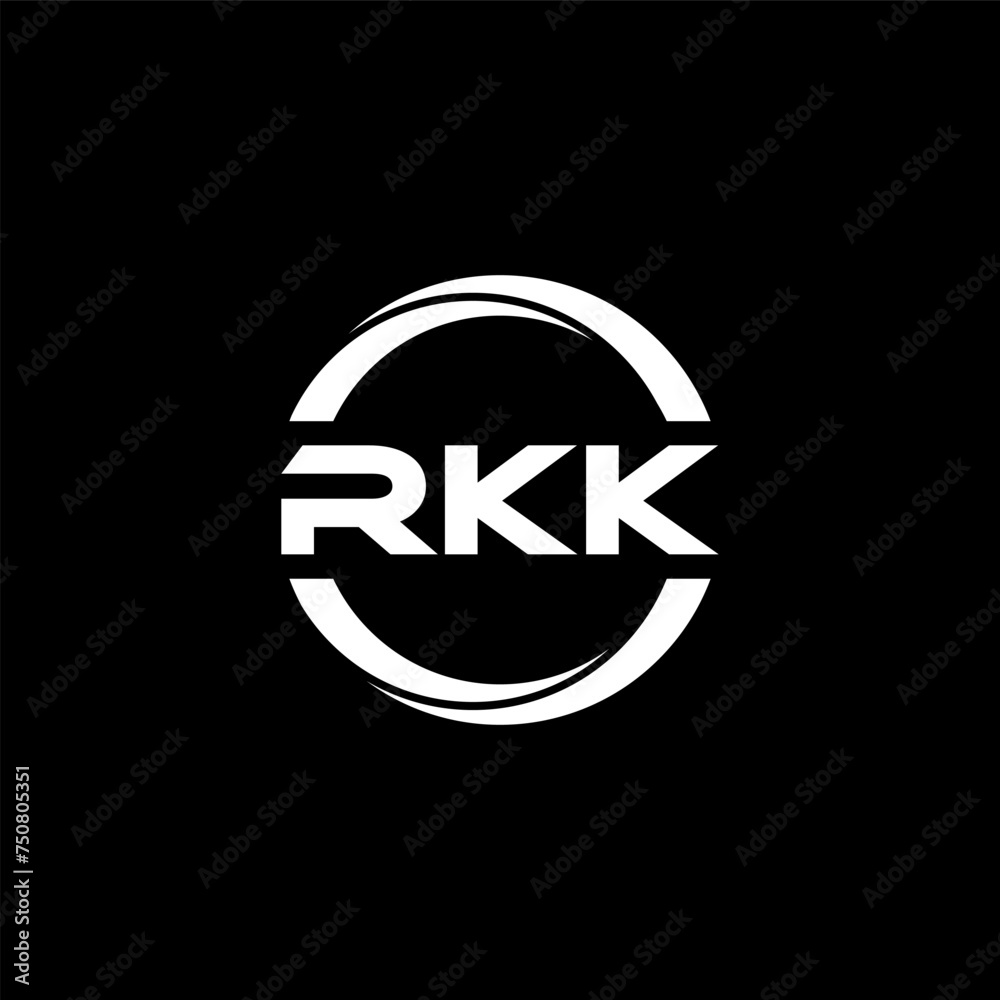 RKK letter logo design with black background in illustrator, cube logo ...