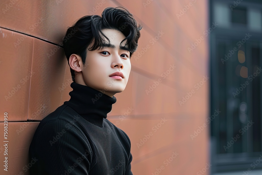 Handsome Asian male model with masculine and sensual pose posing for ...