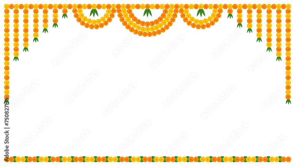 Traditional floral indian garland marigold toran vector wedding and ...