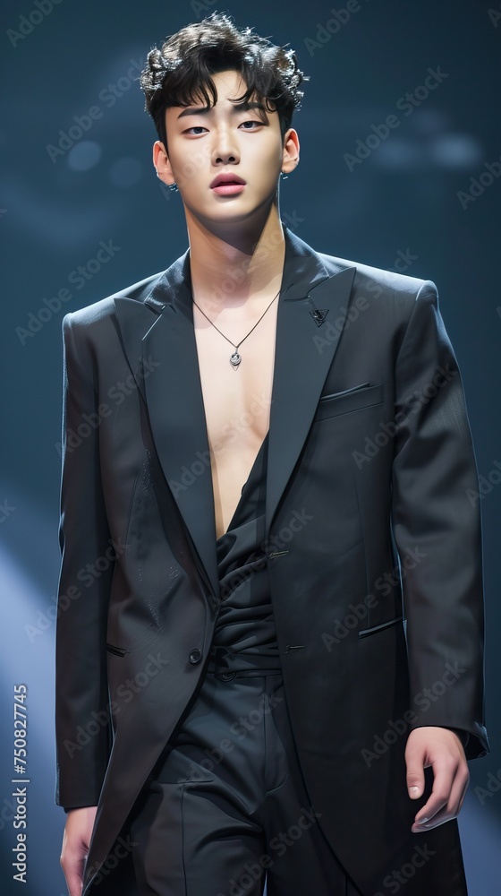 Handsome Asian male model with masculine and sensual pose posing for ...