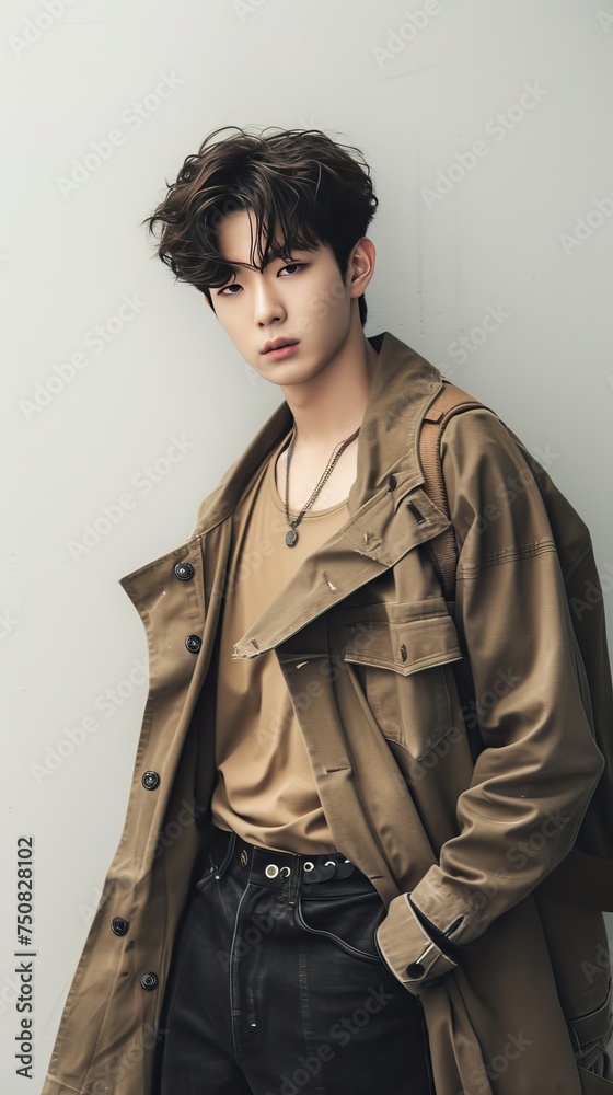 Handsome Asian male model with masculine and sensual pose posing for ...