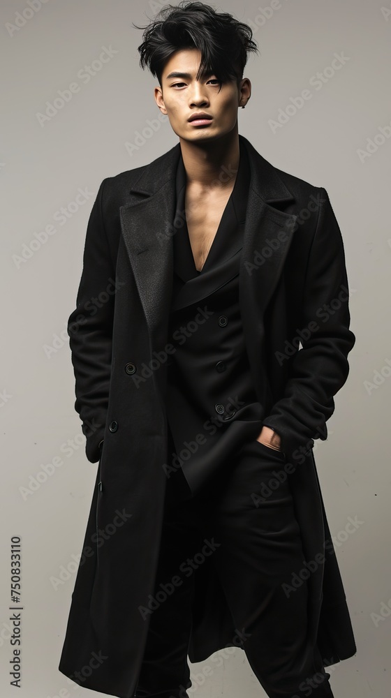 Foto de Stock Handsome Asian male model with masculine and sensual pose ...