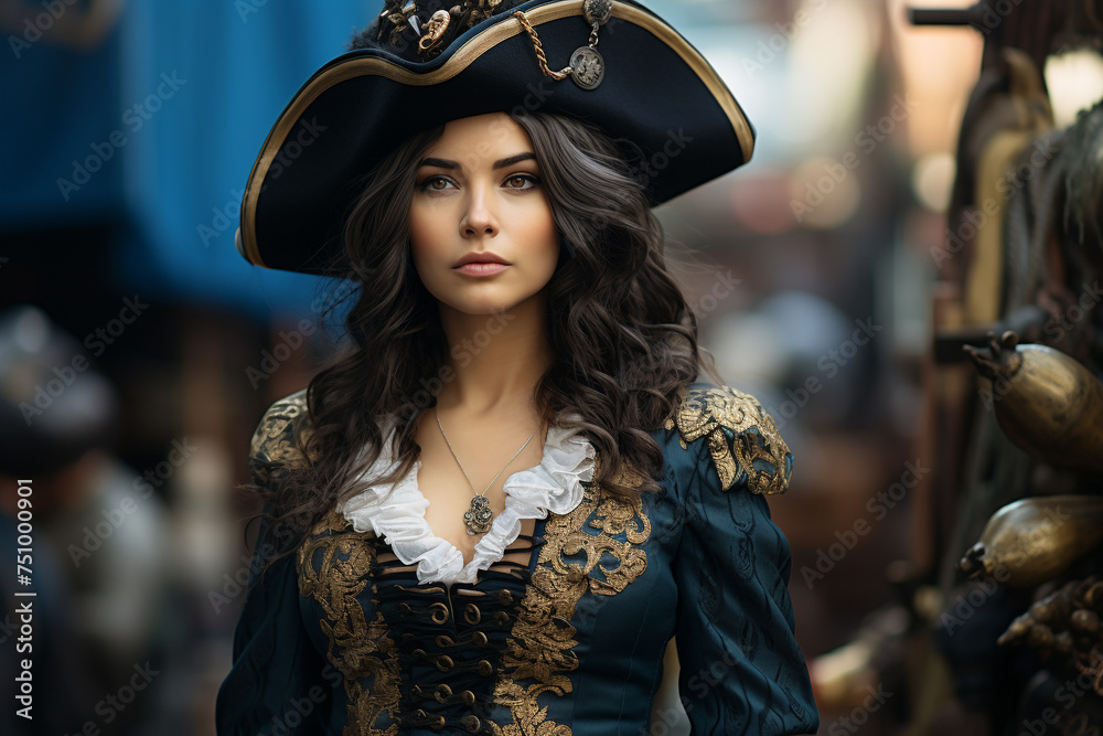 Female pirate ancient times, sea, ocean, ship, hat, saber, woman girl ...