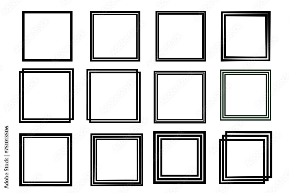 Set of Square Frame Vector Border Editable Stroke Line. Art Element ...