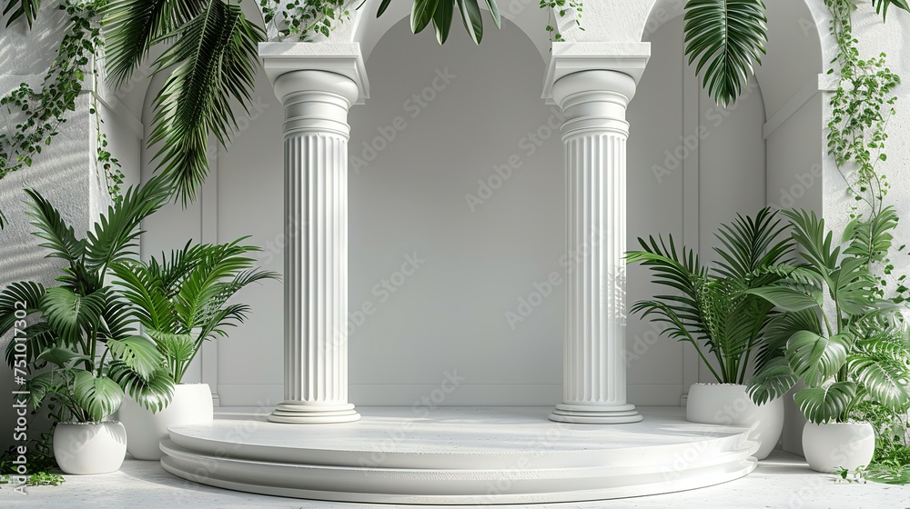 Background podium column 3d roman luxury greek white ancient display ...