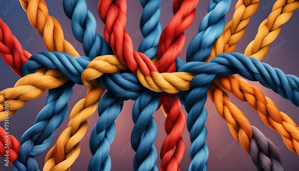 Illustration Stock Team rope diverse strength connect partnership ...