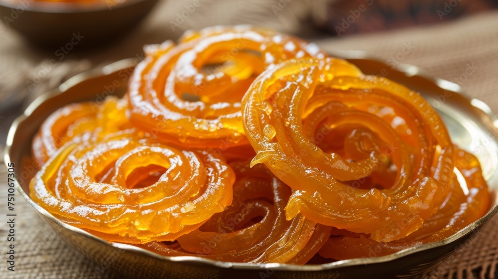 Jalebi: Deep-fried pretzel-shaped sweet made from batter and dipped in ...