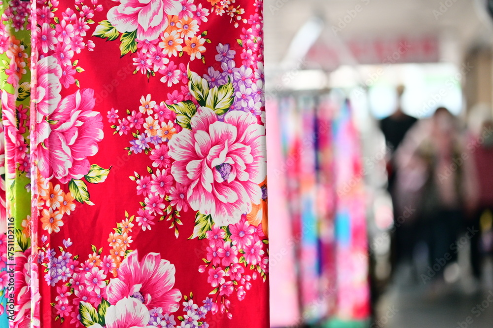 Taiwanese floral fabric, known as "Taiwan Red," emerged during Japanese ...
