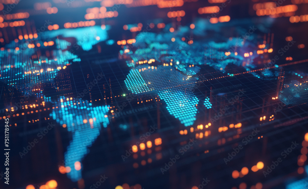 Cyberspace Nexus: Global Data Exchange Across World Maps. Global Data ...