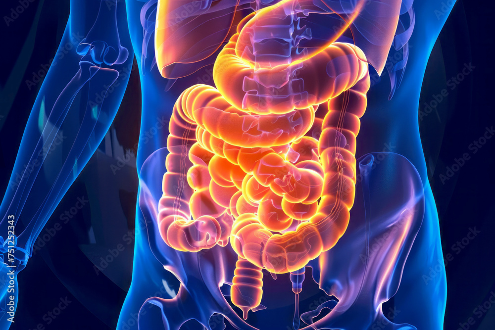 Stock-Illustration „Hologram graphics of a human body with painful or ...