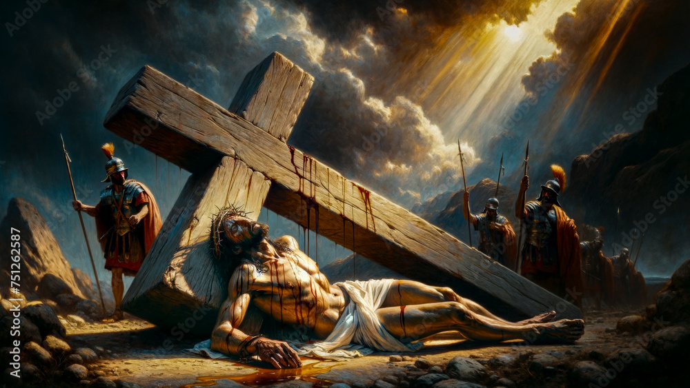 Stock-Illustration „The Stations of the Cross on the Road to Golgotha ...