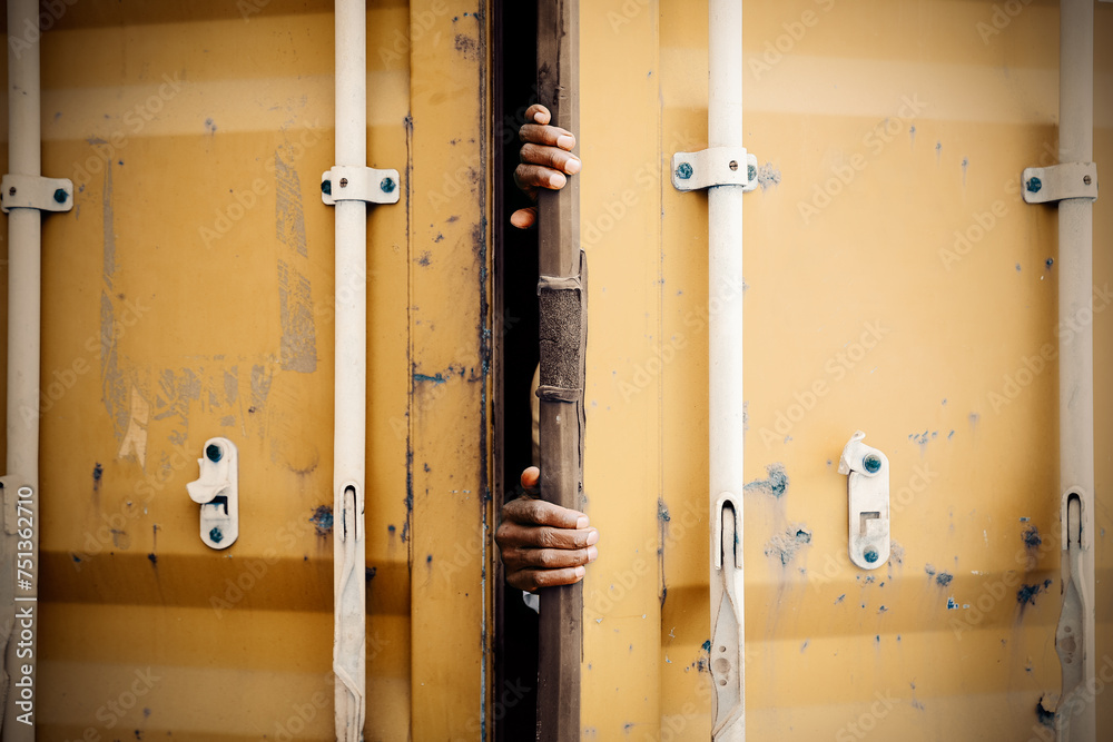 Stock-Foto „Human trafficking : Hand of a stateless black man hiding ...
