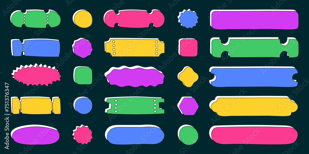 Graphic hand drawn frames and tickets with strokes, backgrounds for ...