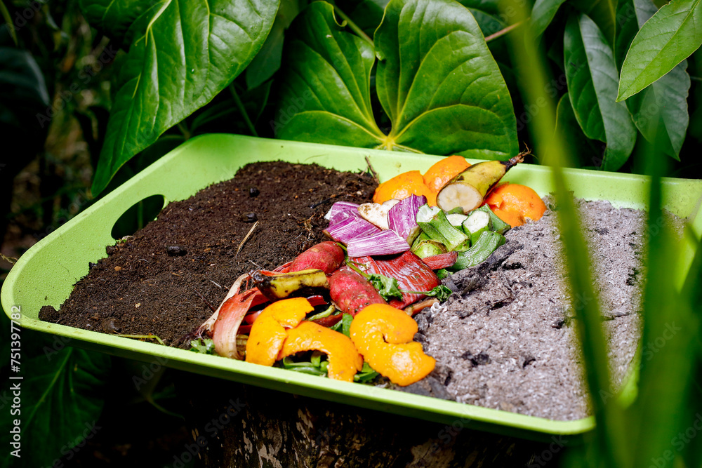 Compost and composted soil cycle as a composting pile of rotting ...