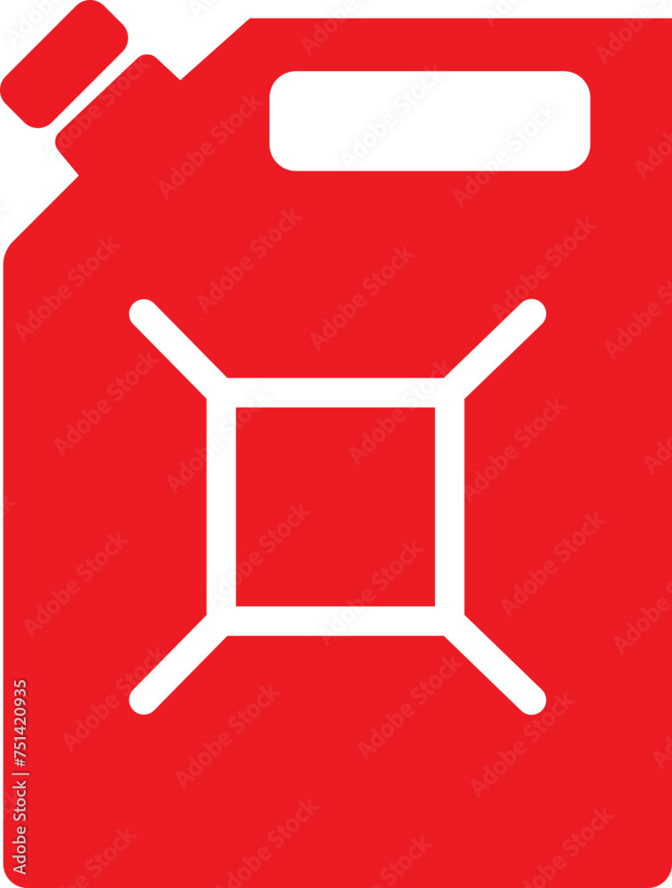 Fuel can icon in Red Fill style. Red handle jerry can icon. Petrol and ...