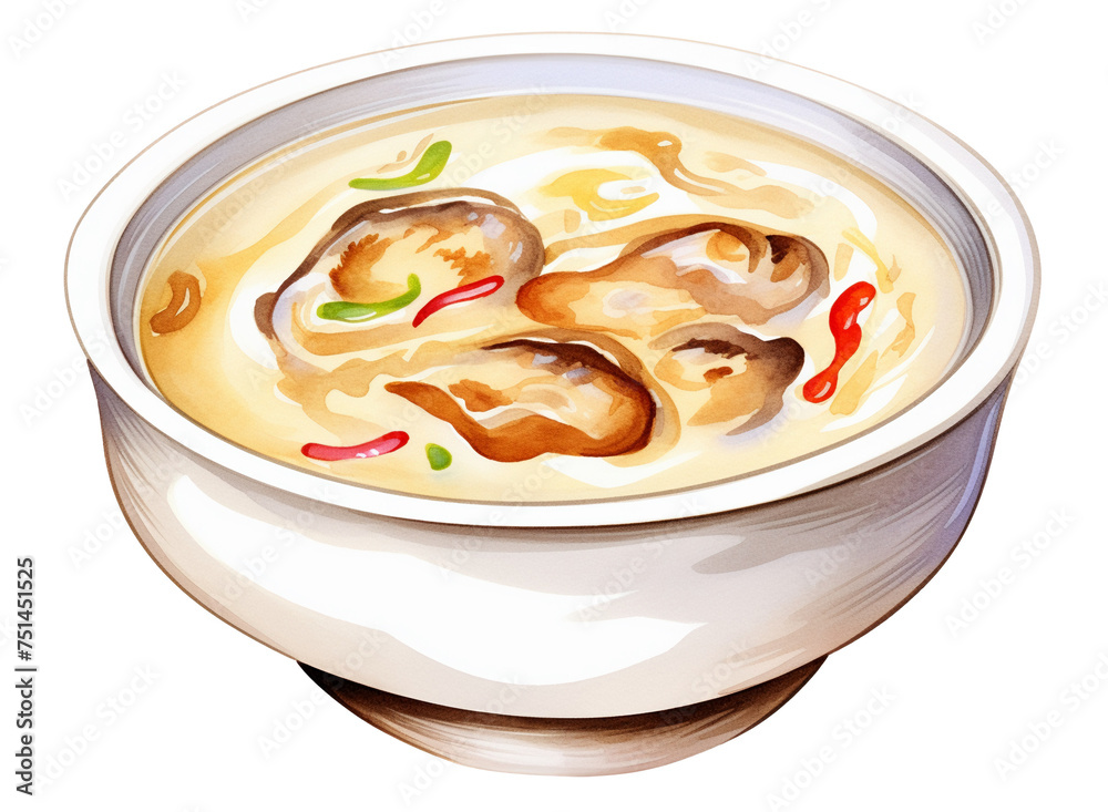 Chawanmushi single object watercolor illustration isolated on white ...