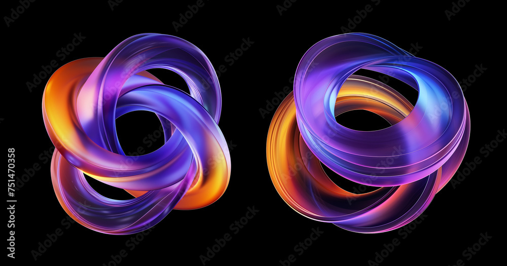 Bold colorful twisted shape background. Fluid twirl form, space energy ...
