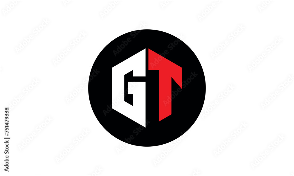 GT initial letter polygon icon gaming logo design vector template ...