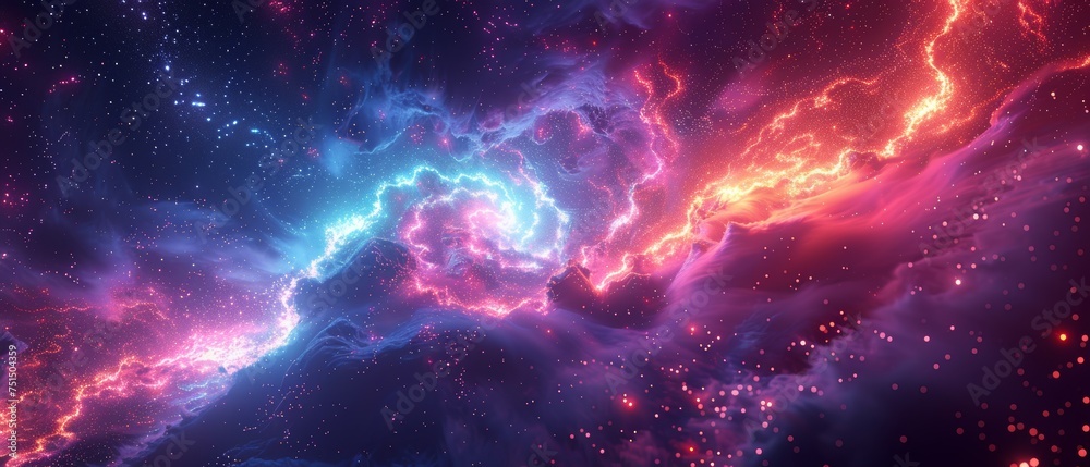 3D Futuristic Sci-Fi Empty Space Pathways with Neon Blue and Purple ...