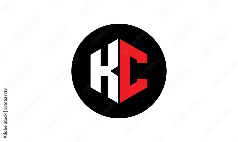 KC initial letter polygon icon gaming logo design vector template ...